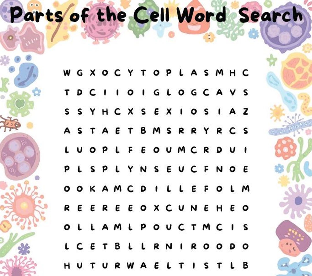 Parts of the Cell Word Search With Trivia (digital Download) - Etsy