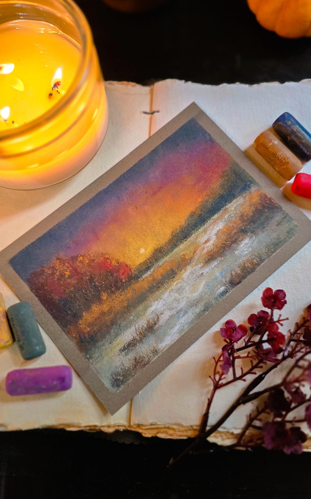 Soft Pastel ORIGINAL. Crisp Autumn Field. Pastel Landscape. - Etsy