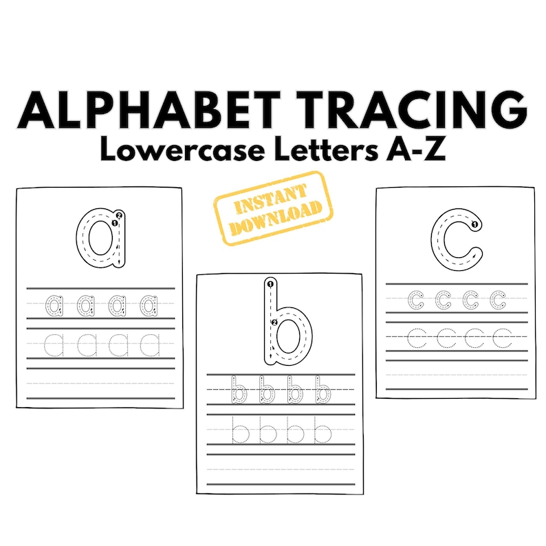 Lowercase Alphabet Tracing Worksheets | Downloadable A-z - Etsy