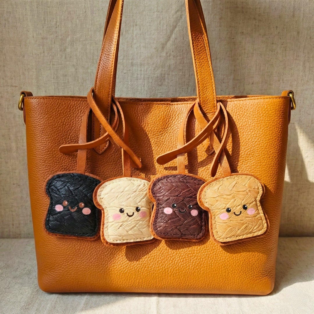 Funny Toast Bag Charm, Cute Bread Keychain, Kawaii Purse Charm, Funny ...