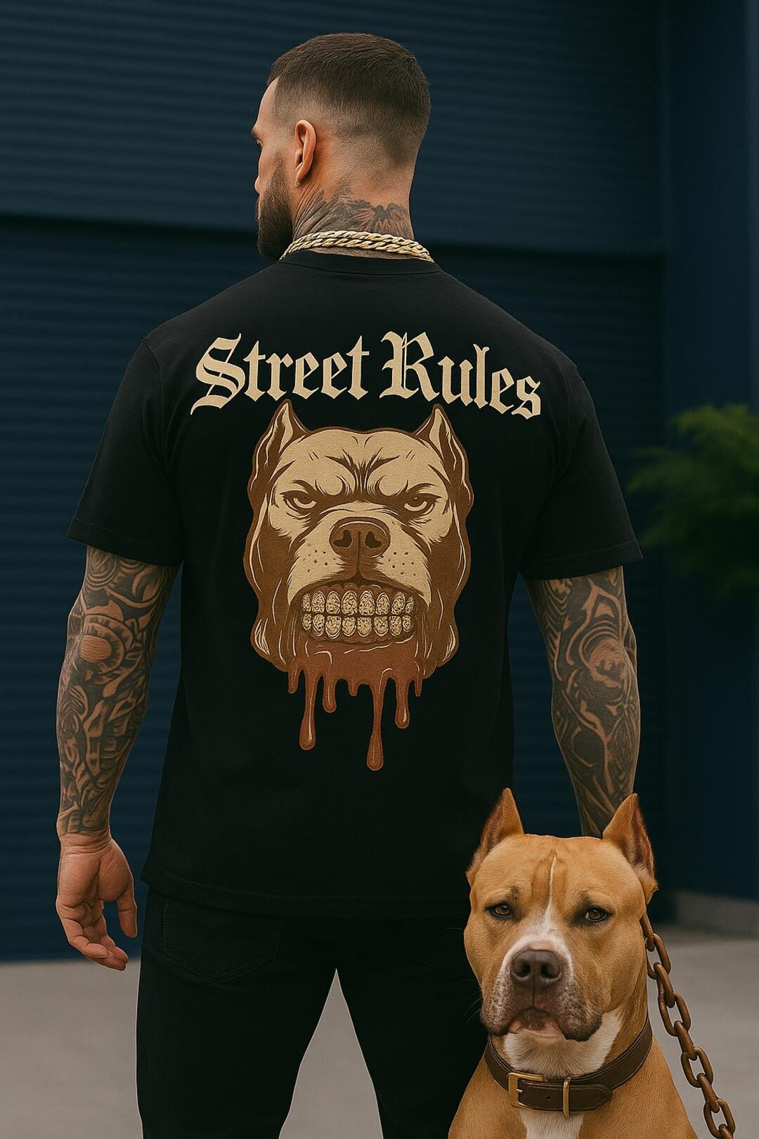 Dripping Pitbull Skull Street Rules T-shirt | Urban Dog Graphic Tee - Etsy