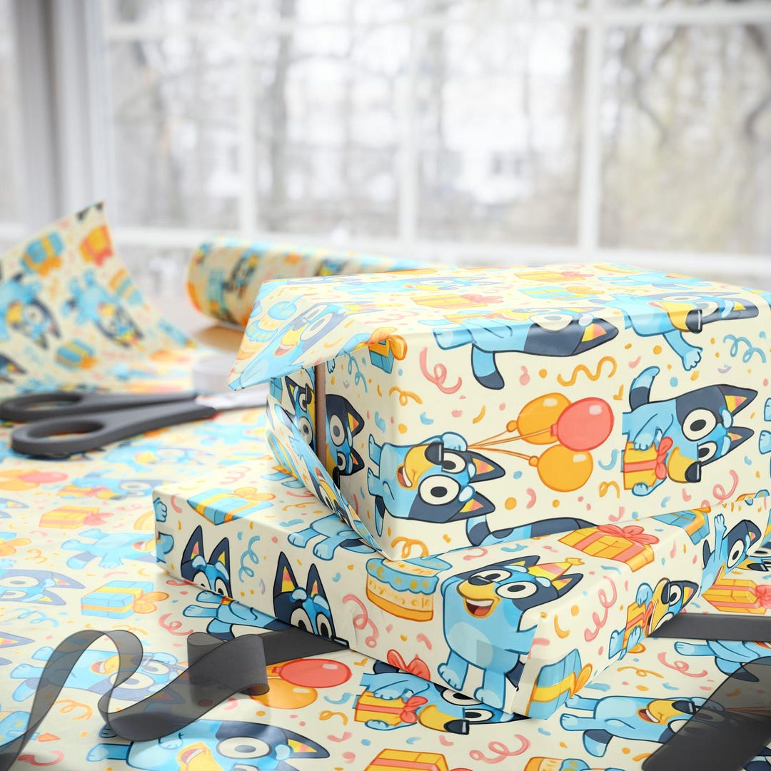 Bluey Birthday Wrapping Paper, Cartoon Gift Wrap - Etsy Canada