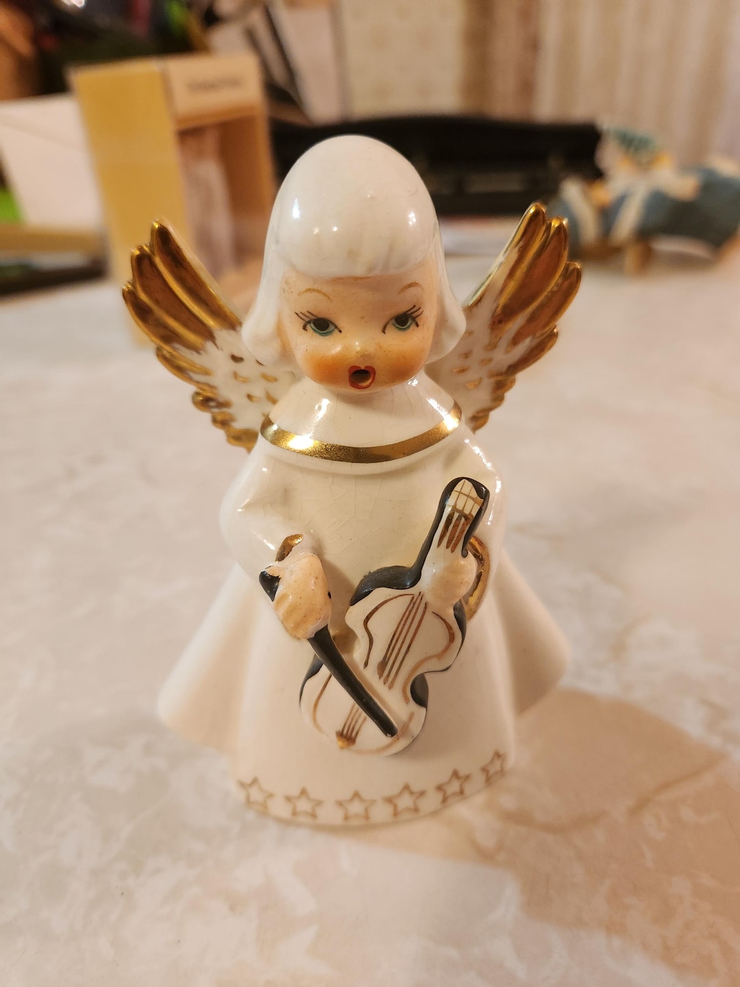 Vintage White Porcelain Angel Figurine – 5" Tall – Playing Violin - Etsy