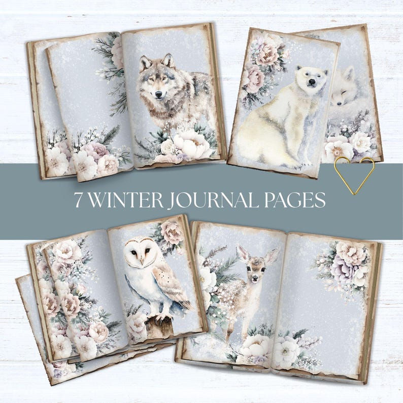 Winter Junk Journal Pages, Winter Scrapbook Paper, Digital Download ...