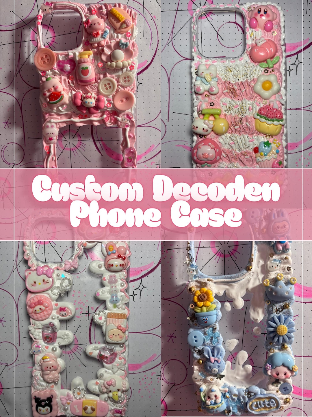 Custom Decoden Phone Case – Kawaii Cute Personalized Gift - Etsy