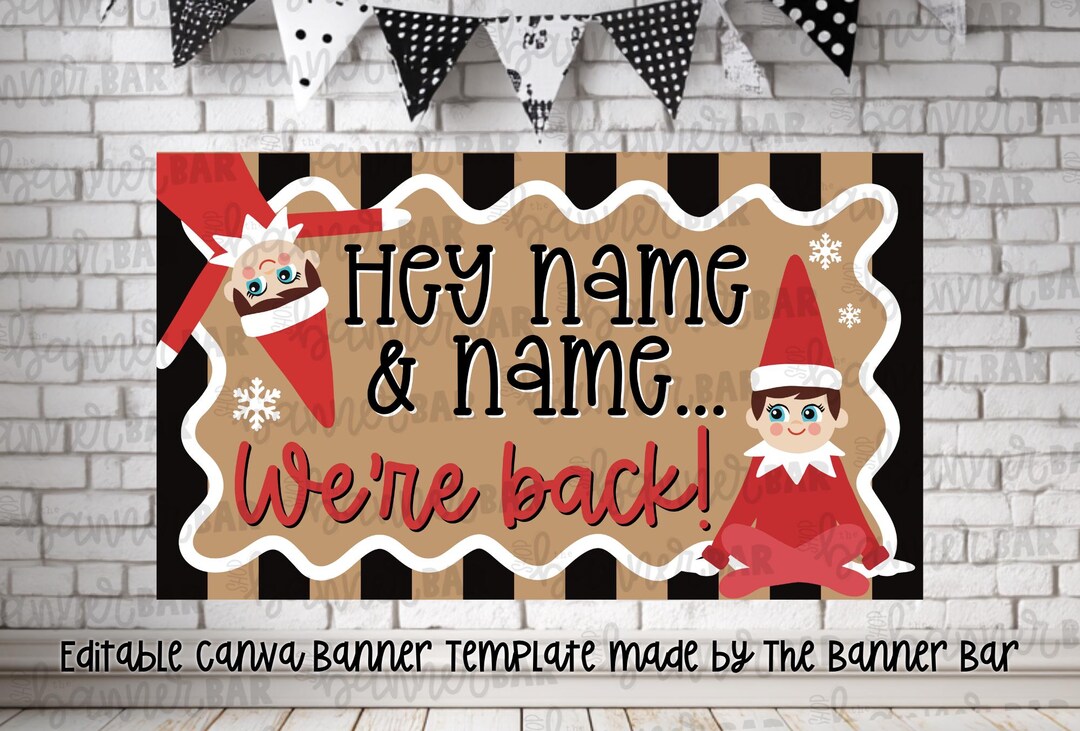 Christmas Elf Return Banner Template | Christmas Elf Painted Banner ...