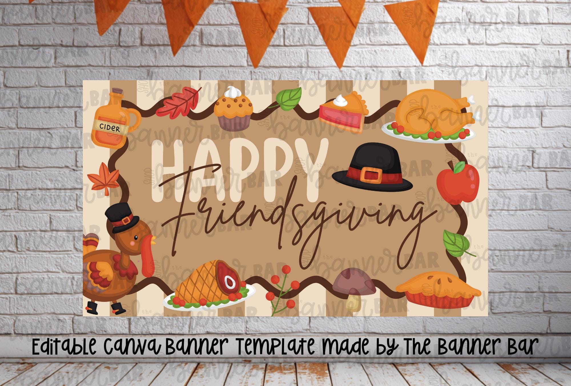 Happy Friendsgiving Banner Template | Thanksgiving Painted Banner | DIY ...