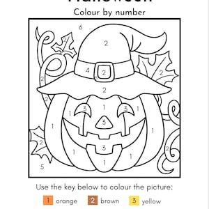 Halloween Kids Color-by-number Printable • Jack-o-lantern Activity ...