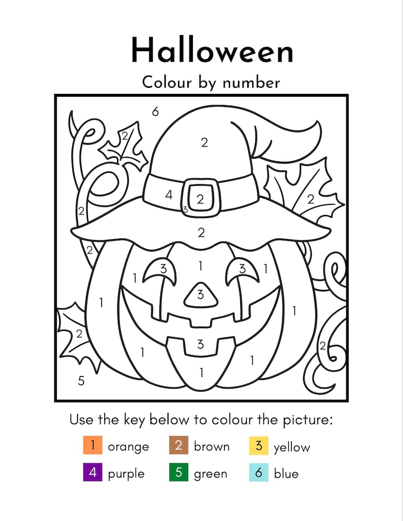 Halloween Kids Color-by-number Printable • Jack-o-lantern Activity ...