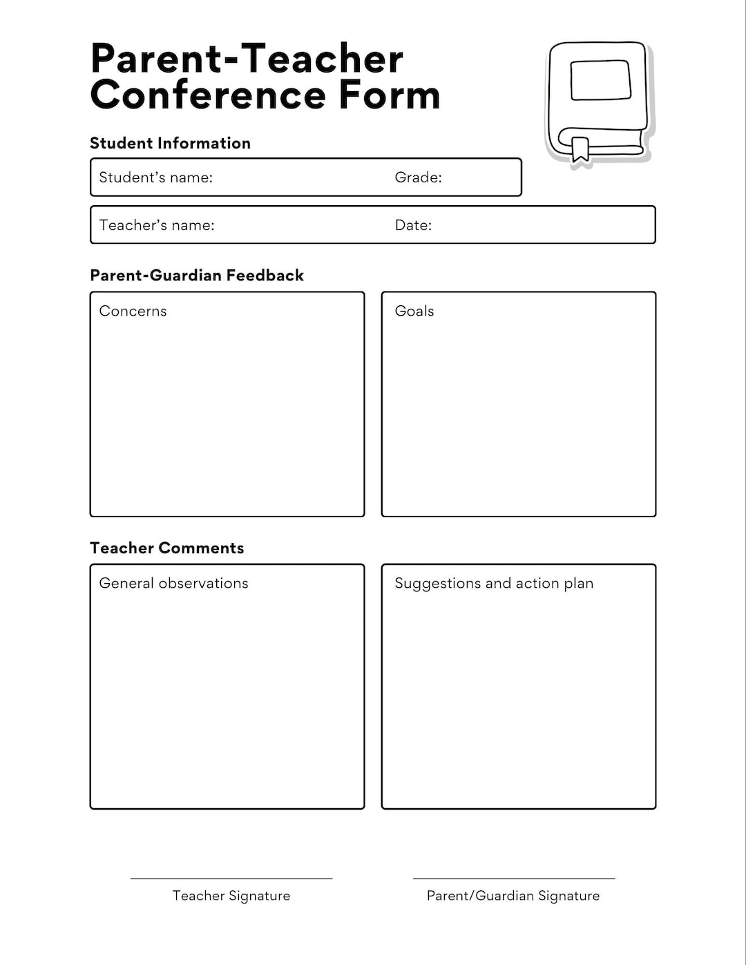 Parent Teacher Conference Notes Template | Teacher Planner Printable ...