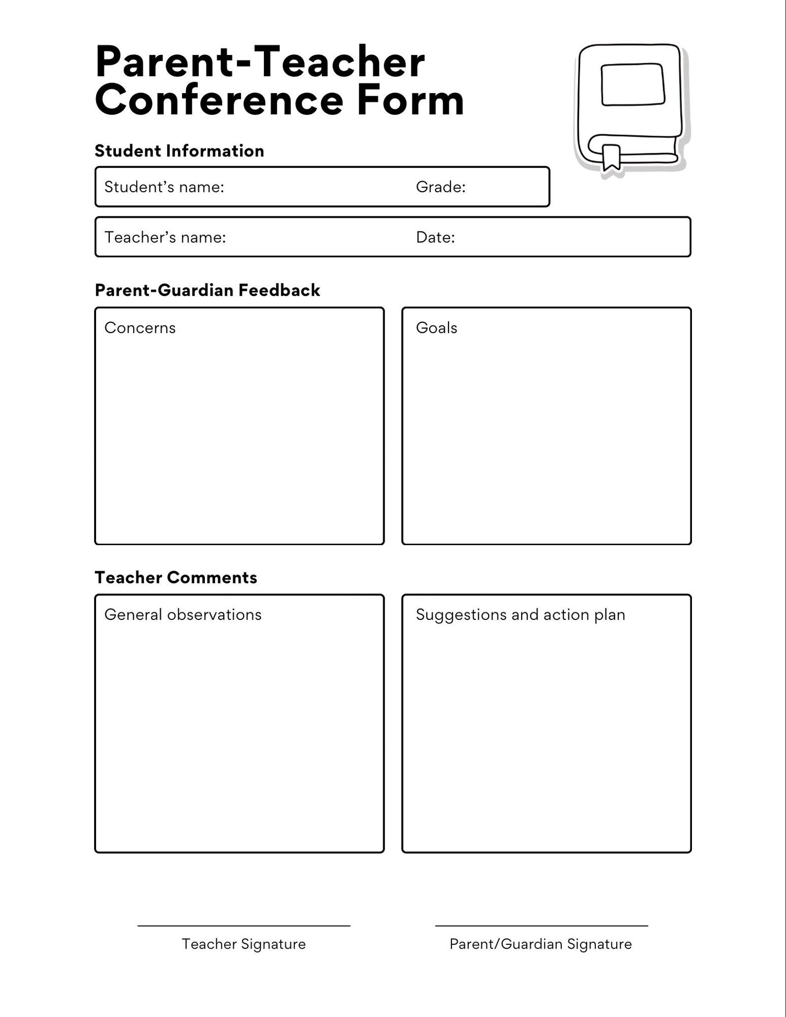 Parent Teacher Conference Notes Template | Teacher Planner Printable ...
