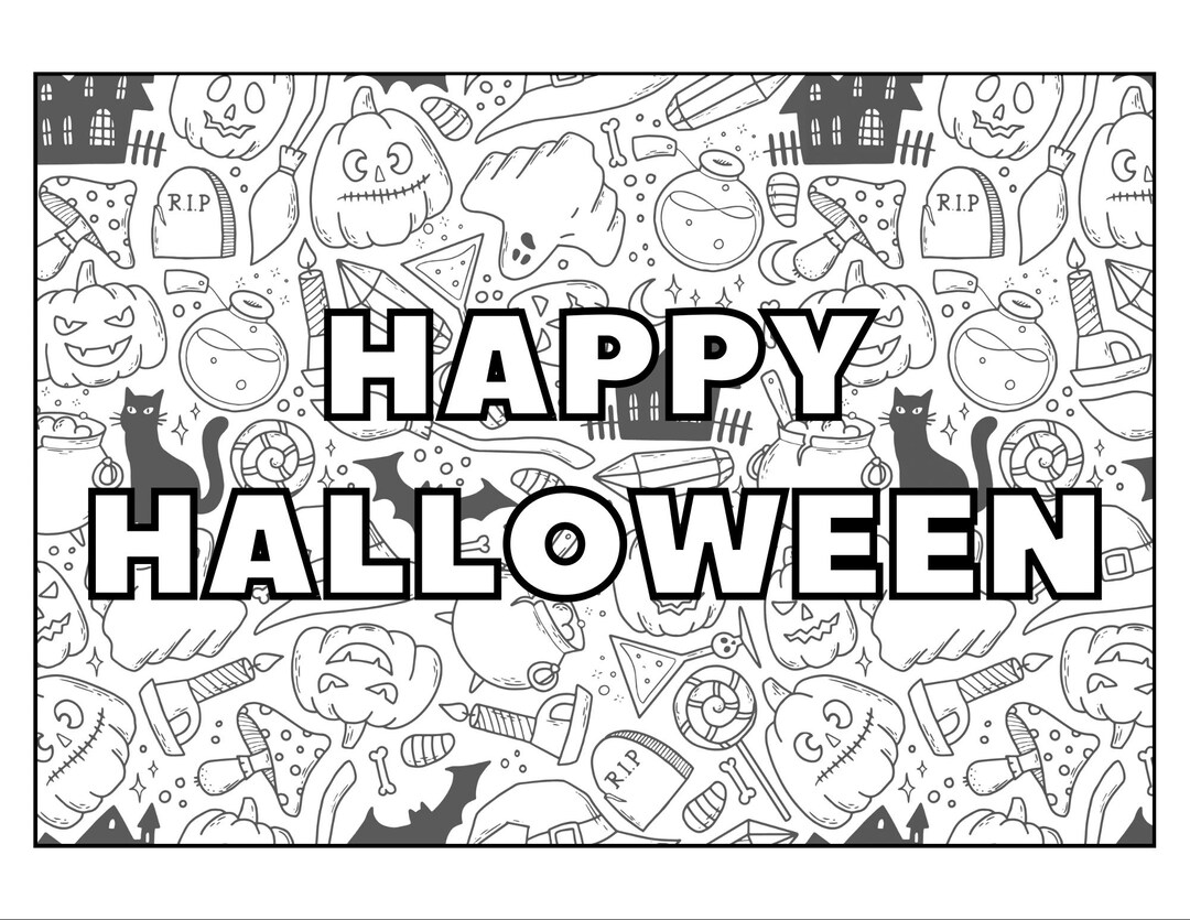 Happy Halloween Coloring Page Printable • Jack-o-lantern Kids Activity ...