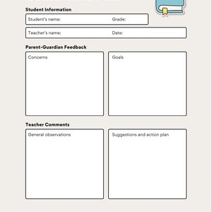 Parent Teacher Conference Notes Template | Teacher Planner Printable ...