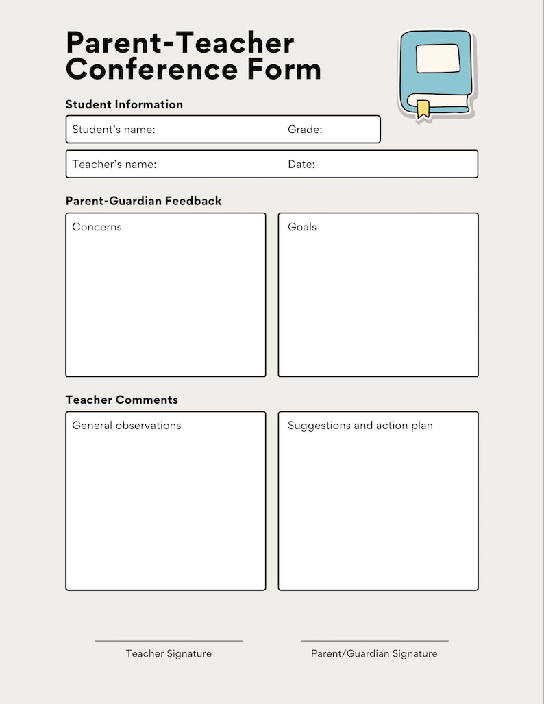 Parent Teacher Conference Notes Template | Teacher Planner Printable ...