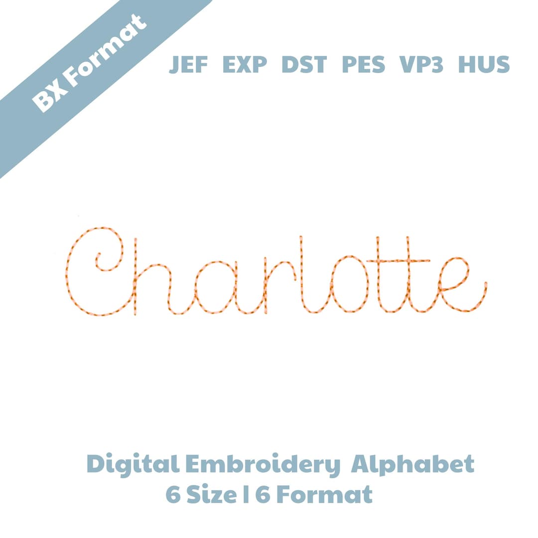 Charlotte Cursive Bean Stitch Machine Embroidery Font, Only BX Font ...