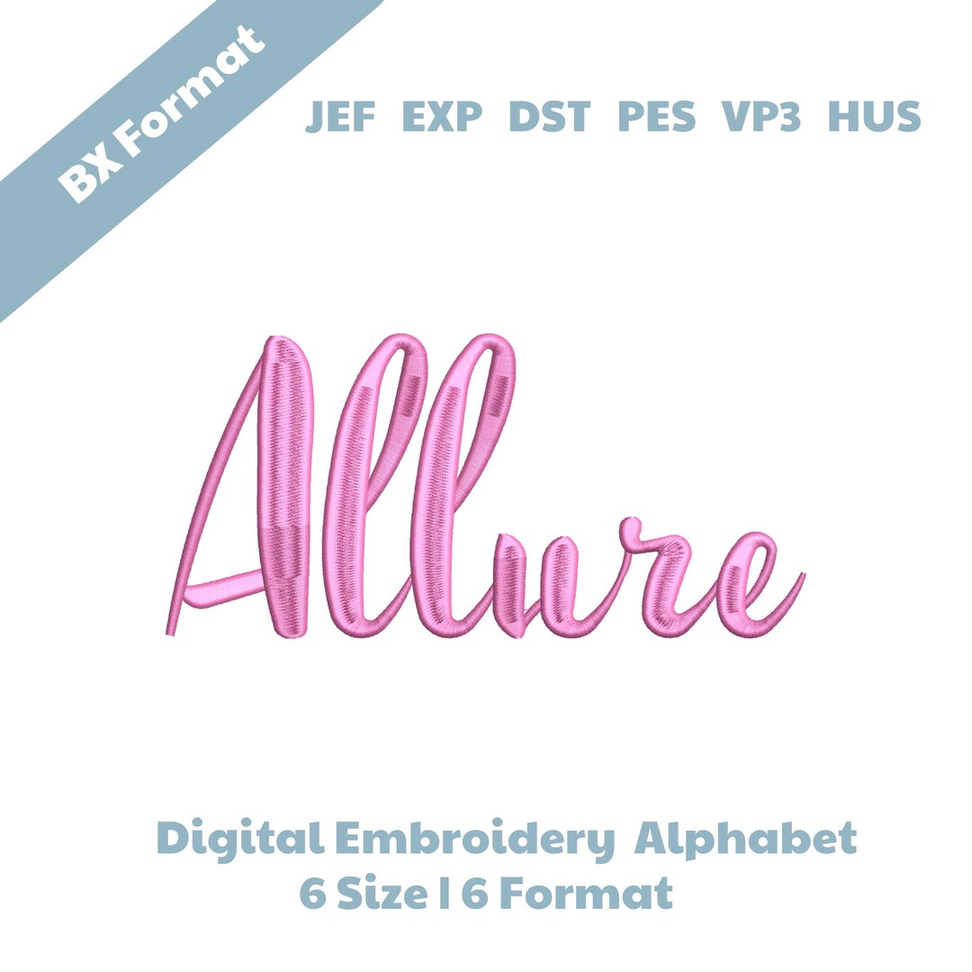 Allure Alphabet Font, Modern Allure Monogram Machine Embroidery Font ...