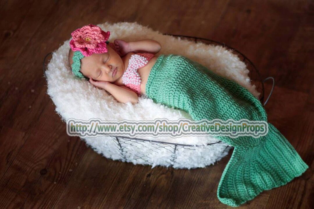 Disney Crochet Ariel the Little Mermaid Costume - Cocoon Tail, Flower ...