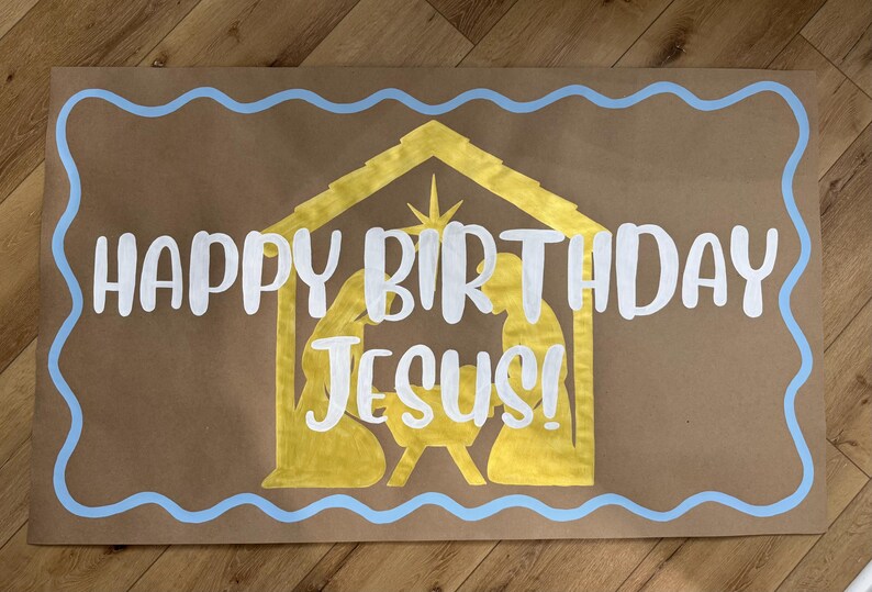 Happy Birthday Jesus Banner Template for Canva | Digital Download - Etsy