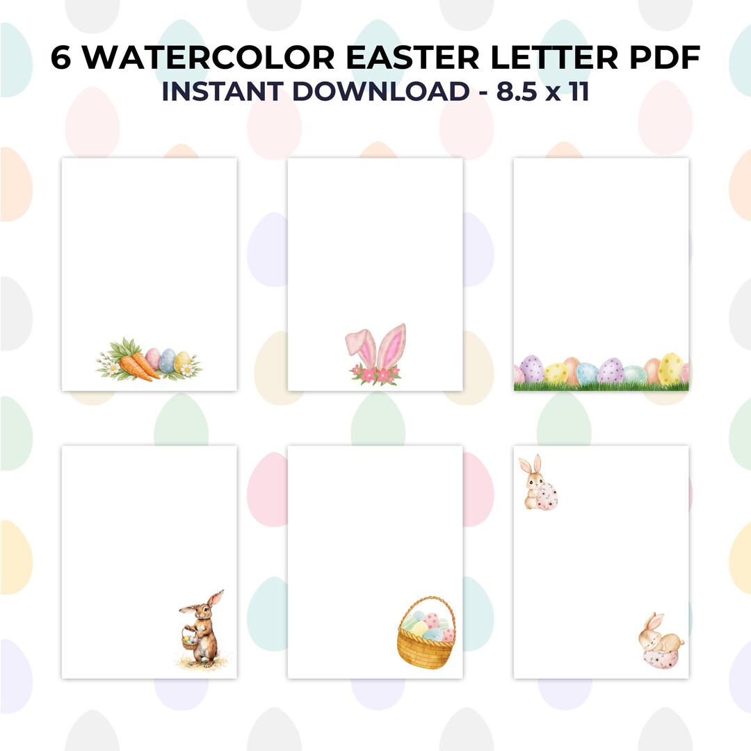 Watercolor Easter Writing Paper Set | Bunny, Eggs, Carrot Designs ...