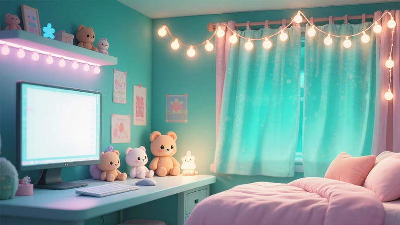 Vivi Teal Anime Cat Girl Vtuber Model | Stream Avatar (digital Download ...