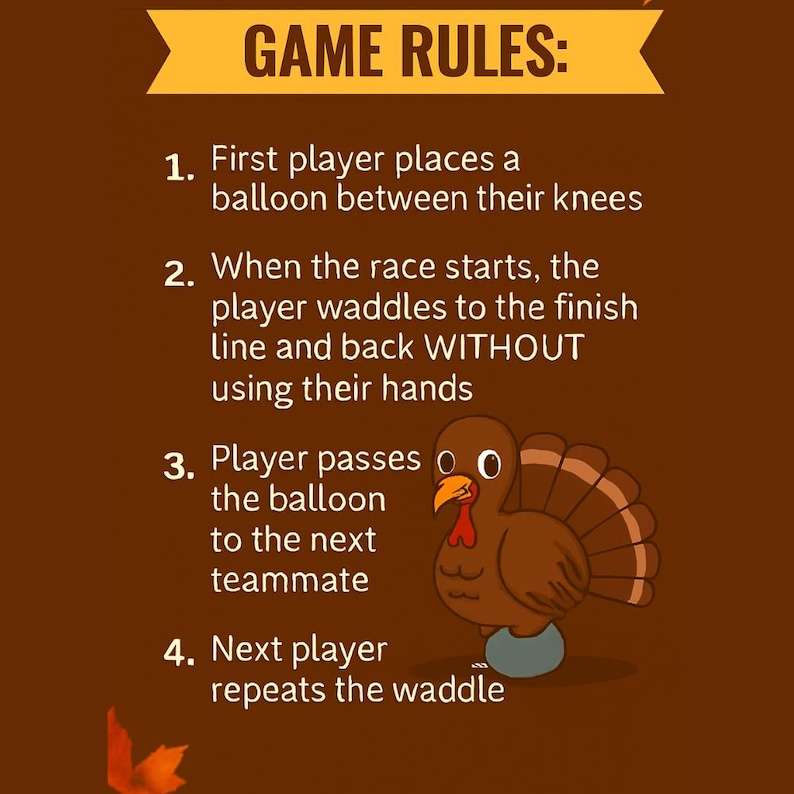 Turkey Waddle Relay Race Printable | Thanksgiving Family Game | Kids ...