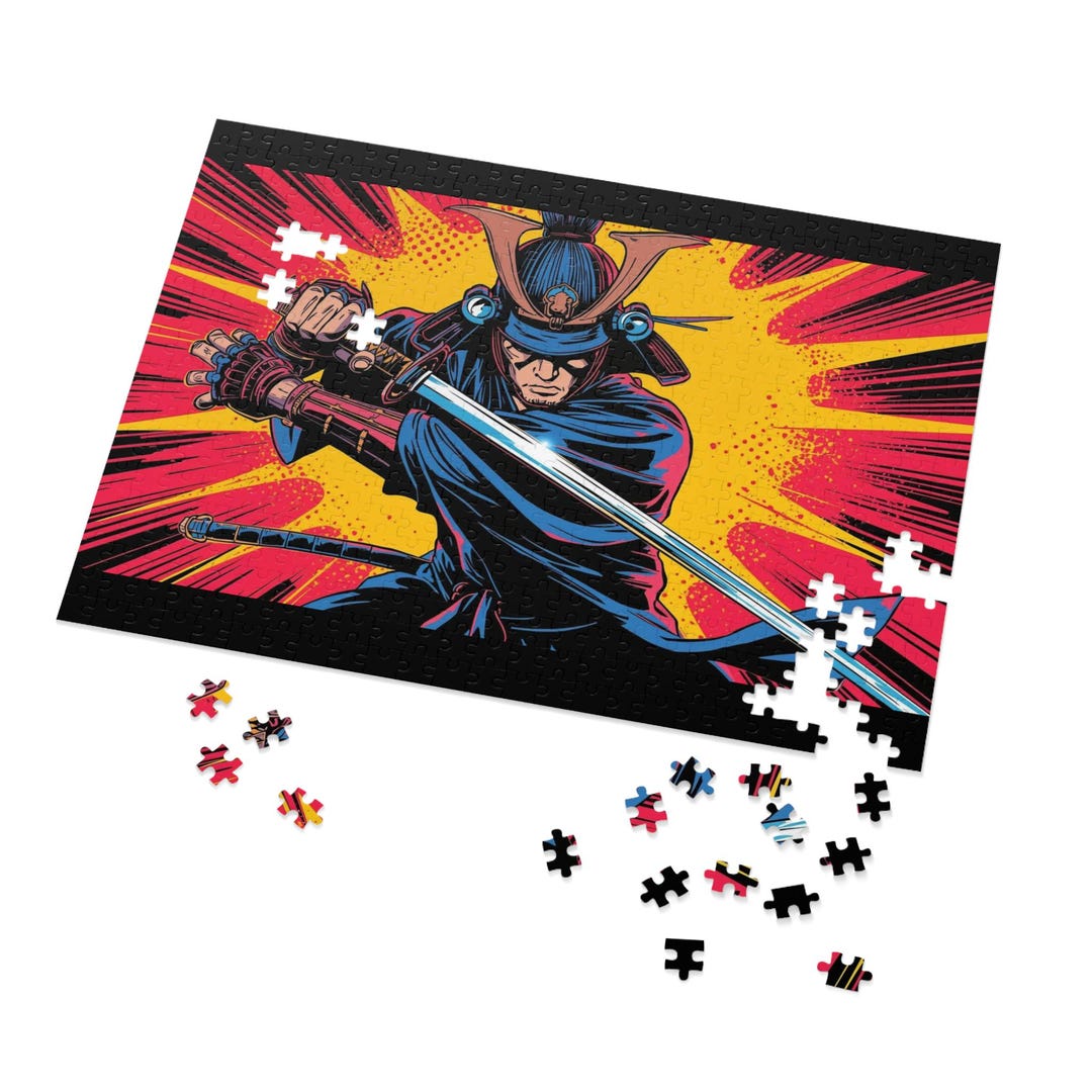 Samurai Pop Puzzle Vibrant Japanese Stealth in Comic Style - Etsy