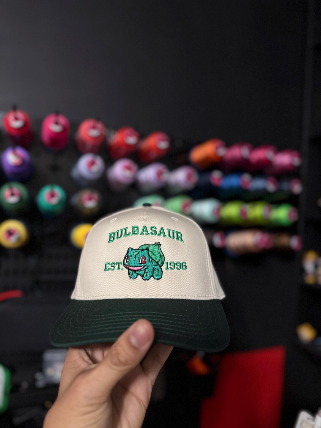 Anime Poke Hat Green Frog Design, Custom Embroidery Streetwear Baseball ...