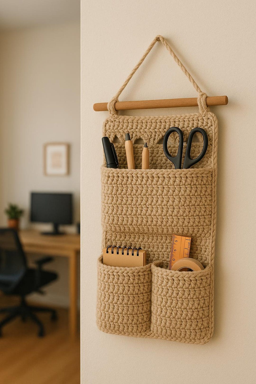Boho Crochet Wall Organizer Pattern | Hanging Pocket Storage - Etsy