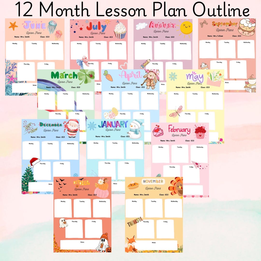 Editable Preschool Lesson Plan Template: Monthly Teacher Planner (canva ...