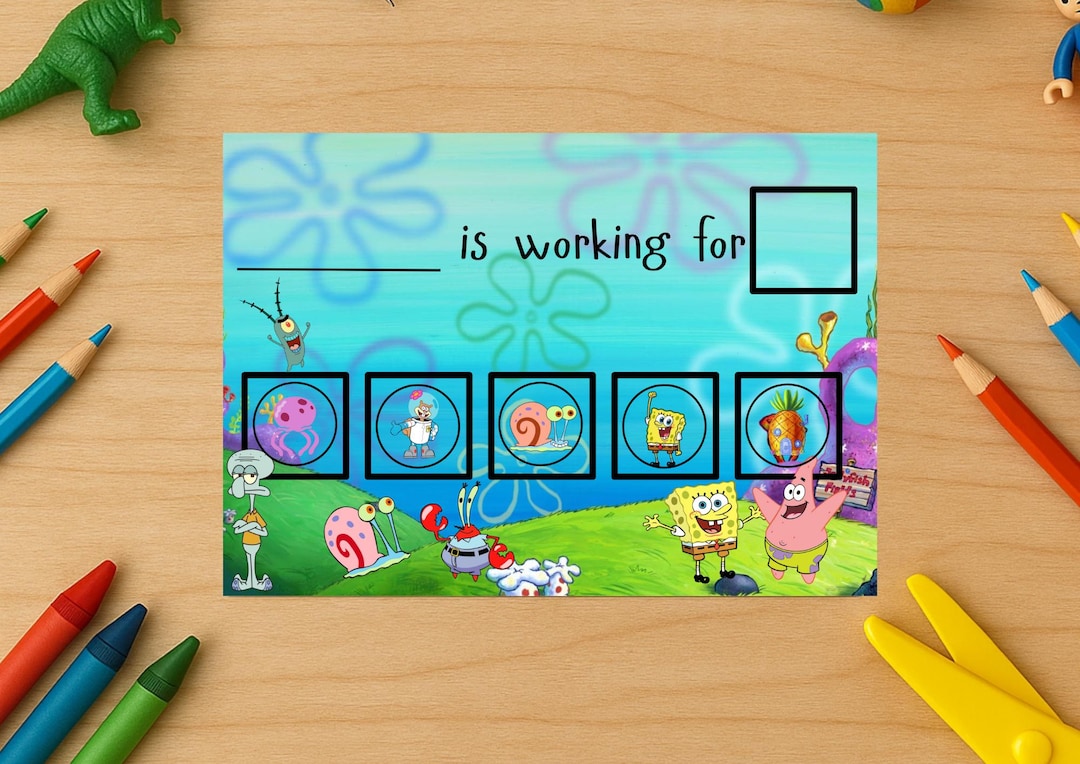 Printable Spongebob Inspired Reward Chart and Tokens | Printable ABA ...
