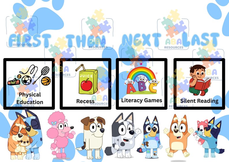 Bluey First Then Next Last Schedule | Printable Visual Routine Chart ...