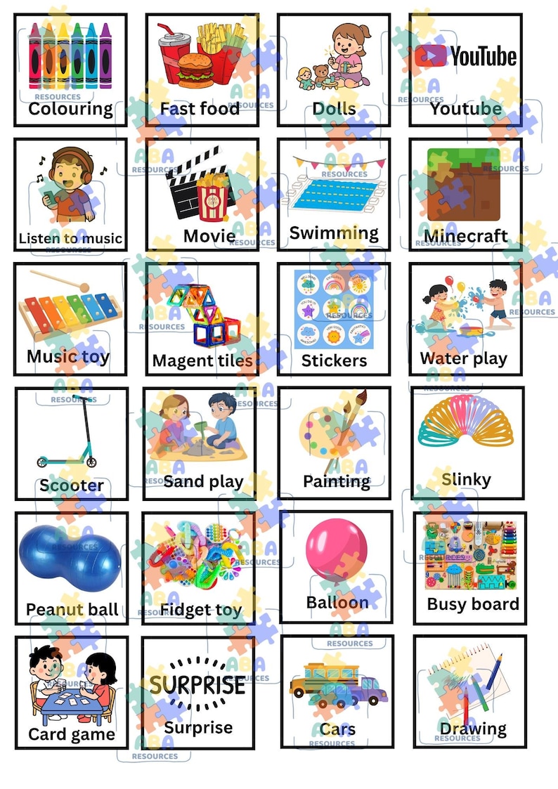 Printable Reinforcement Cards | Printable ABA Visual Schedule - Etsy