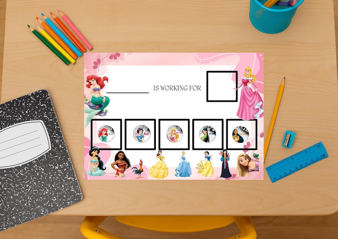 Printable Princess Inspired Reward Chart and Tokens | Printable ABA ...