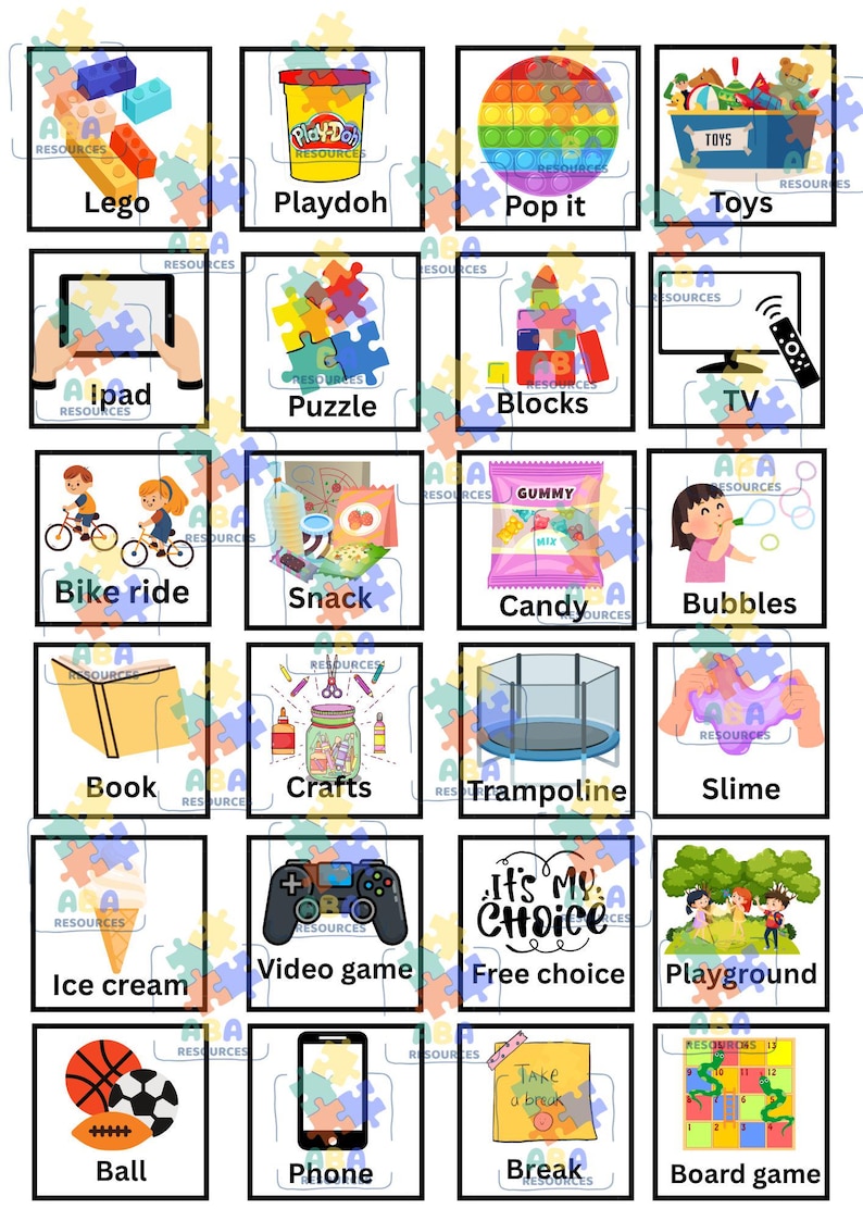 Printable Reinforcement Cards | Printable ABA Visual Schedule - Etsy