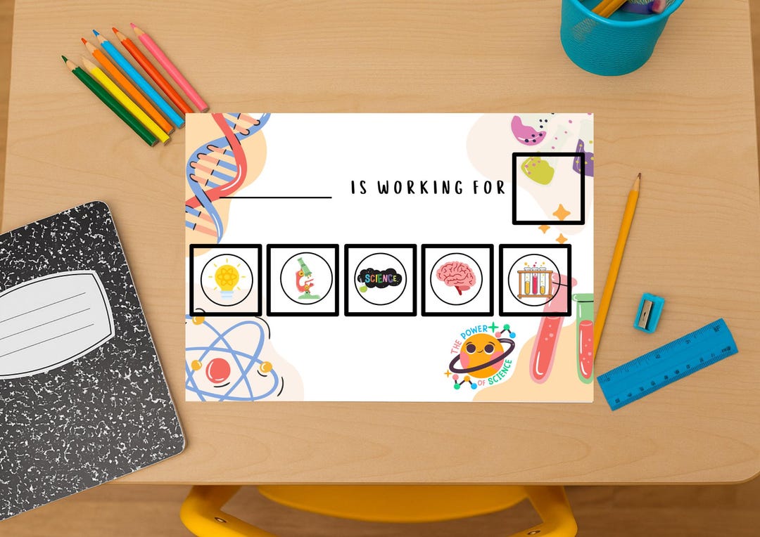 Science Inspired Reward Chart and Tokens | Printable ABA Visual ...