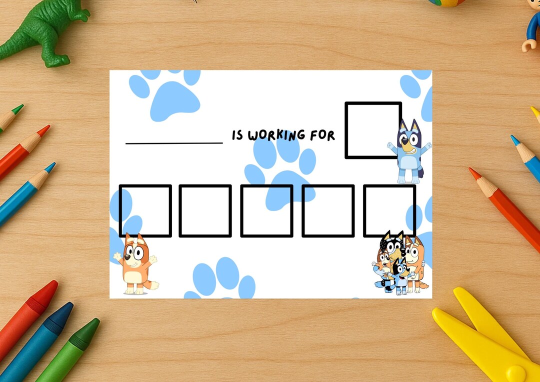 Printable Bluey Inspired Reward Chart and Tokens | Printable ABA Visual ...