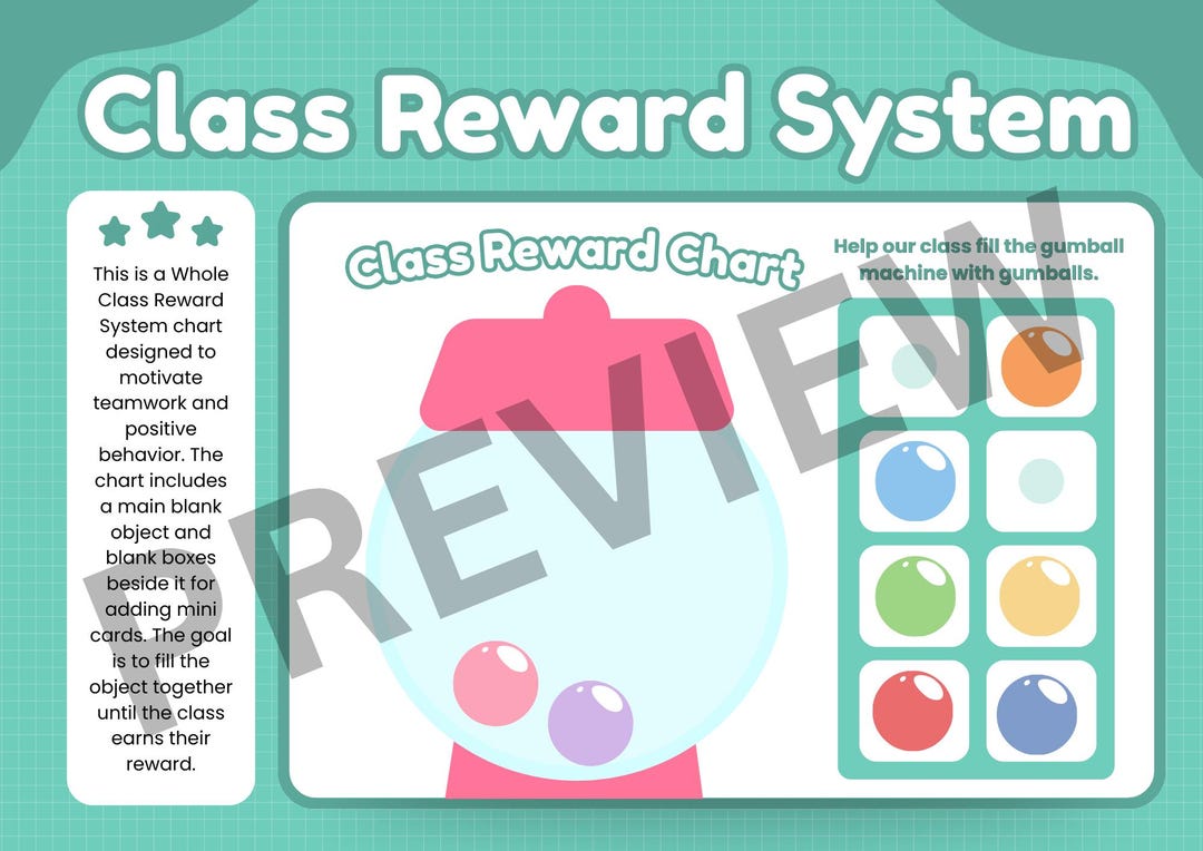 Gumball Class Reward System | Whole Class Incentive Chart | Printable ...