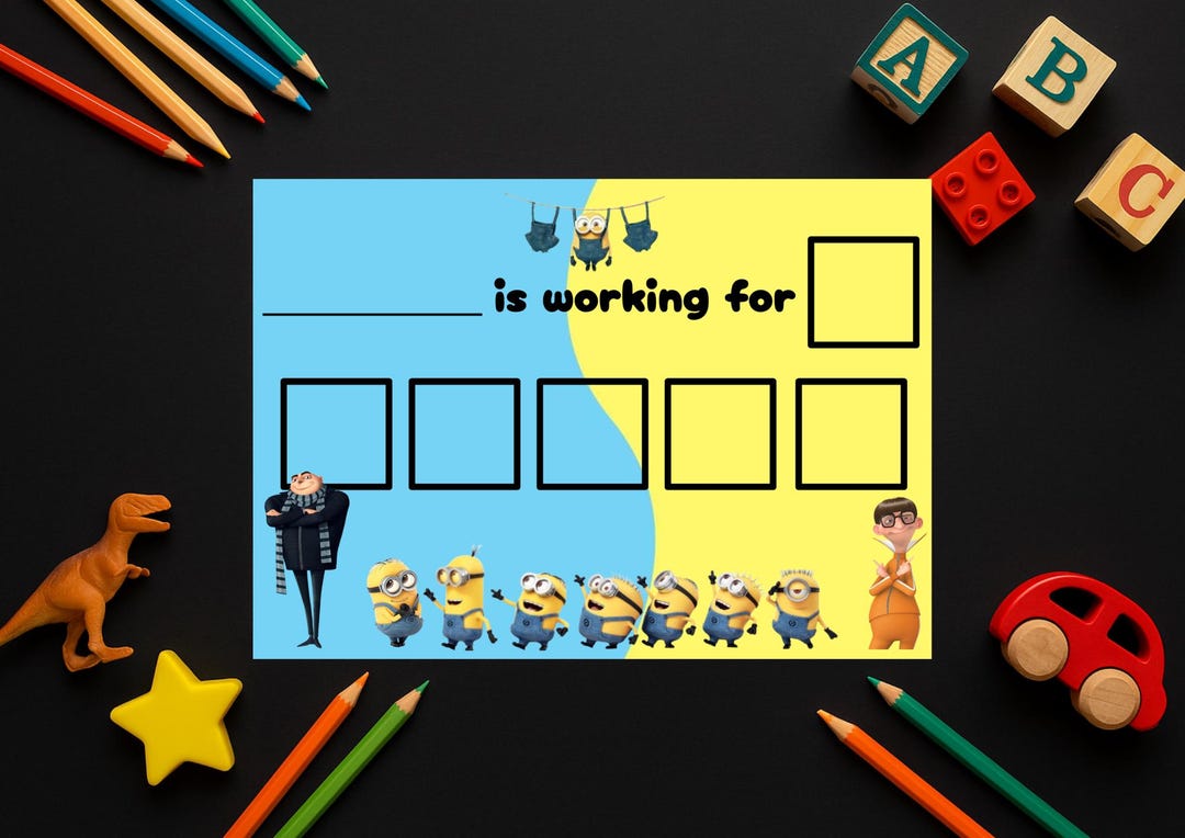 Printable Minion Inspired Reward Chart and Tokens | Printable ABA ...