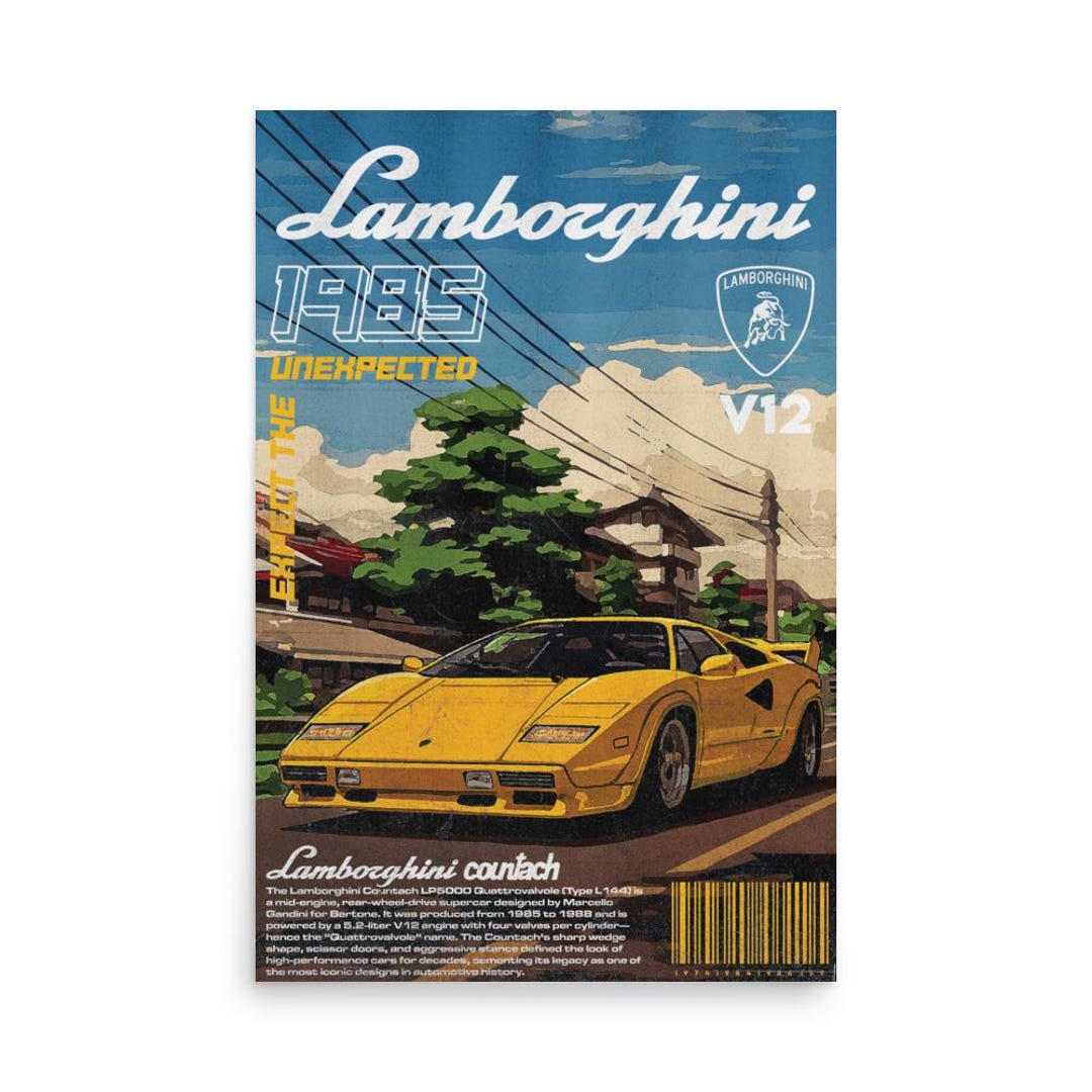 Lamborghini Countach Poster: Retro 80s Japanese Street Art Print - Etsy ...