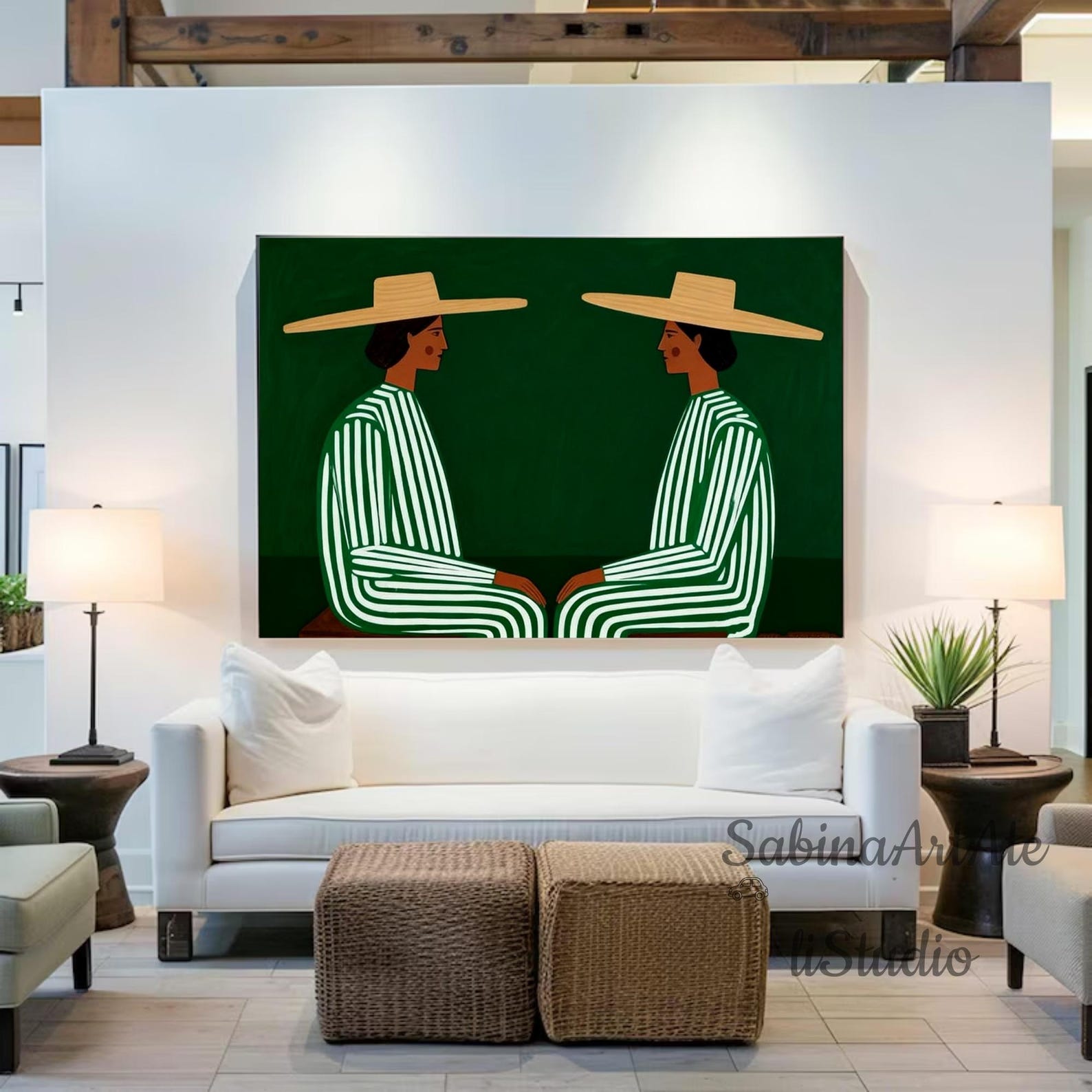 Green Abstract Figure Oil Painting: Modern Textured Canvas Wall Art - Etsy