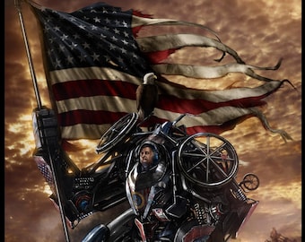 Poster Ronald Reagan Riding a Raptor Epic American Presidential Art by ...