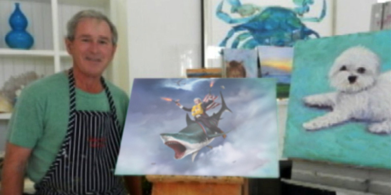 Poster the Dubya george W. Bush on a Shark Hi-res Art | Etsy