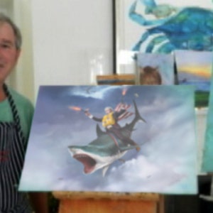 Poster the Dubya george W. Bush on a Shark Hi-res Art | Etsy