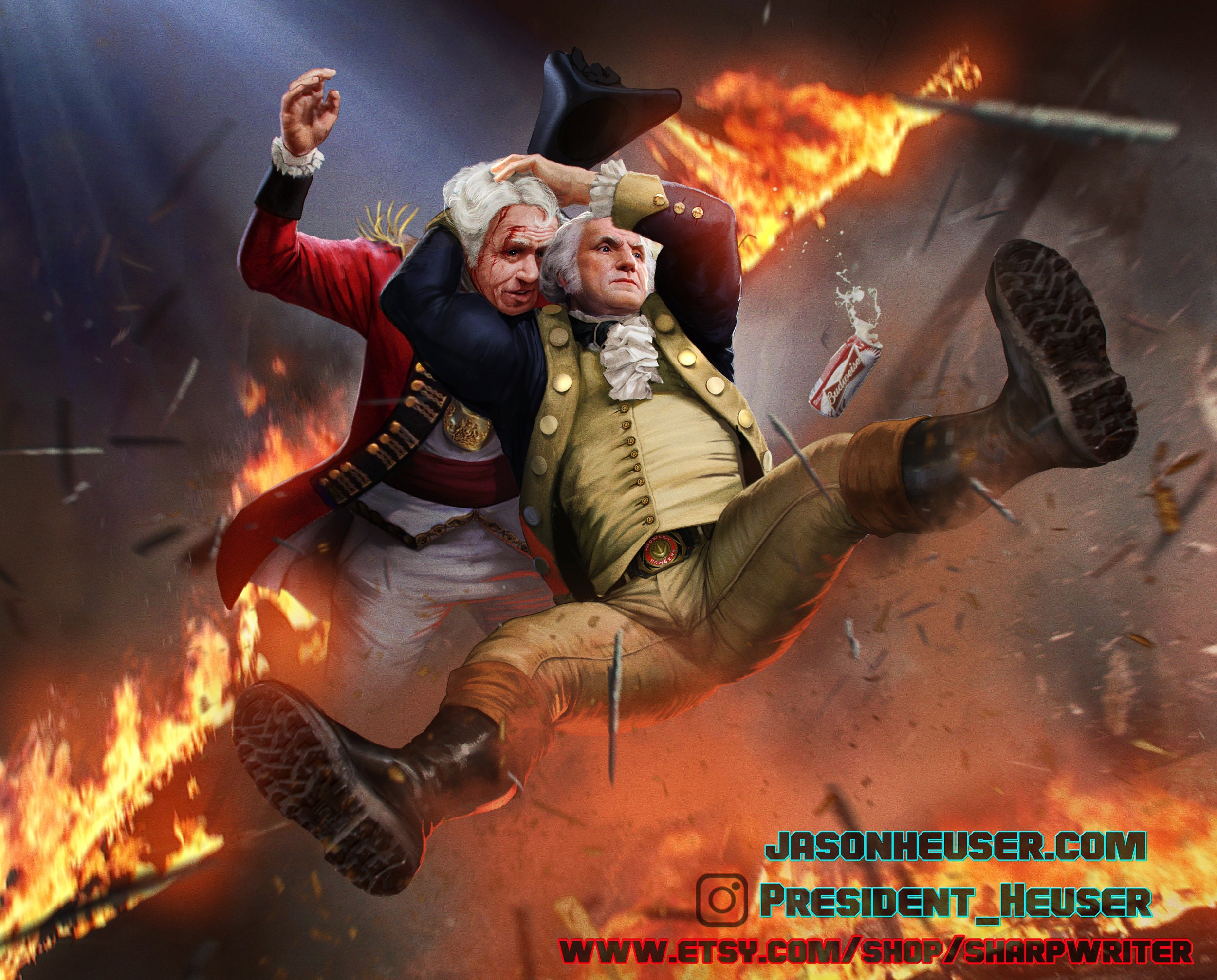 George Washington Fighting A Tiger