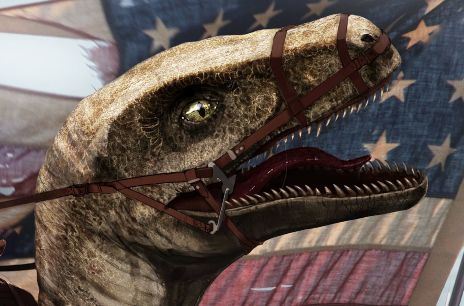 Poster - Ronald Reagan Riding a Raptor - Epic American President Art by ...