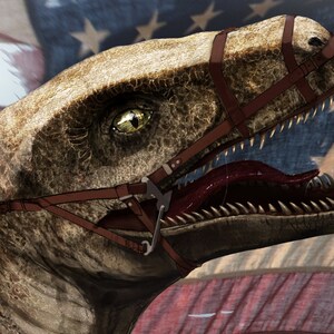 Poster - Ronald Reagan Riding a Raptor - Epic American President Art by ...