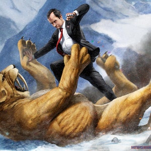 Poster - Richard Nixon Fighting a Sabertooth Tiger - Epic American ...