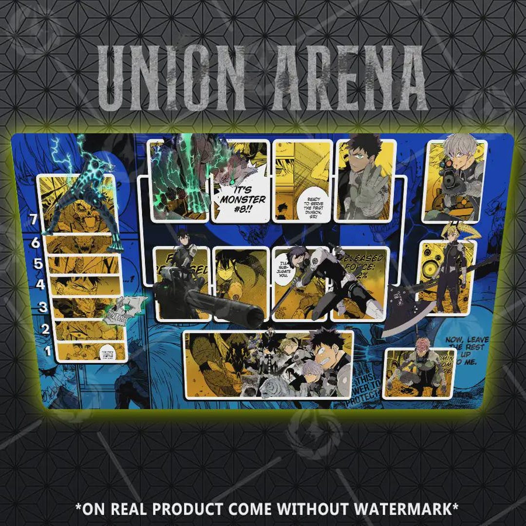 Union Arena Playmat – Kaiju No.8 TCG Game Mat, Anime Style Desk Mat ...