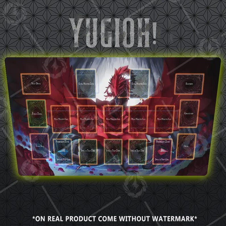 Yugioh Playmat – Black Rose Dragon TCG Game Mat, Anime Style Desk Mat ...