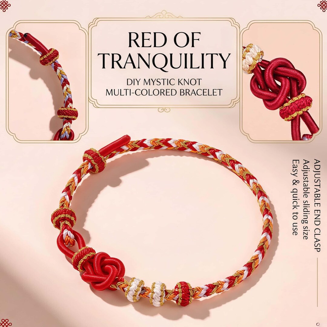 Handmade Mystic Knot Bracelet, 5 Color Braid, Adjustable Protection ...